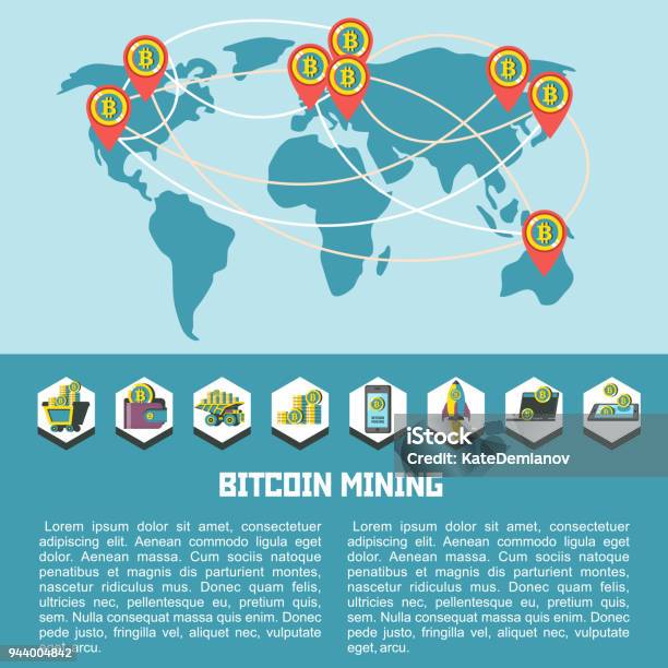 Penambangan Bitcoin Ilustrasi Vektor Ilustrasi Stok Unduh Gambar