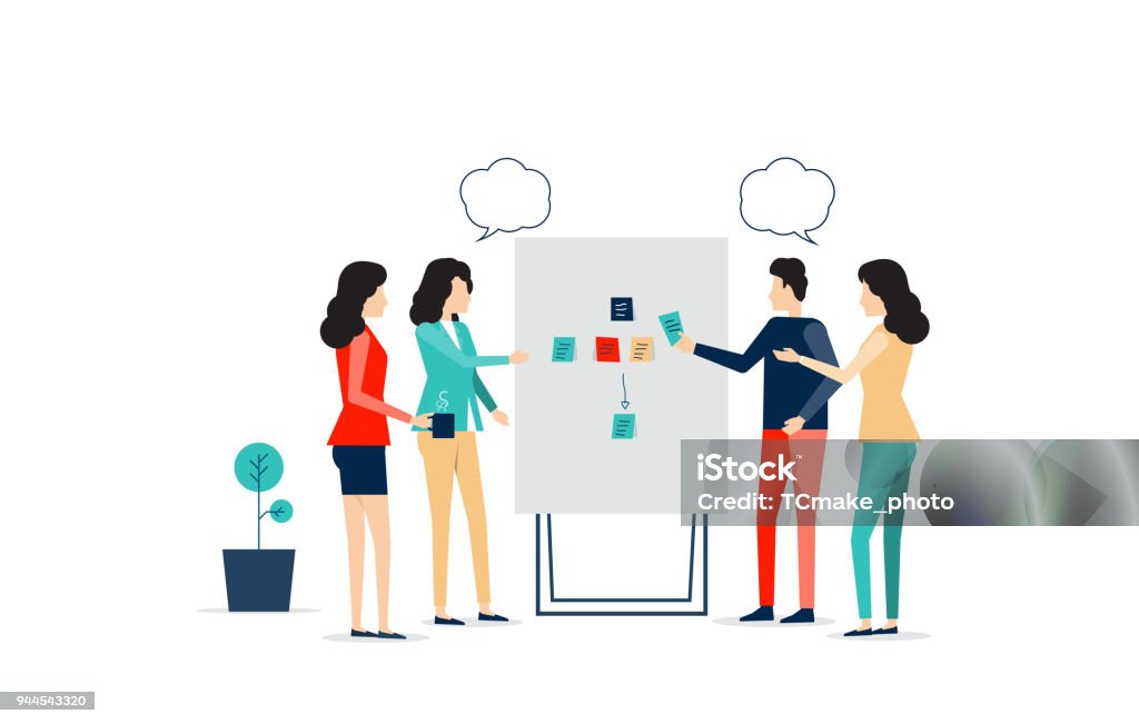 Pertemuan Tim Bisnis Dan Konsep Proses Curah Pendapat Proyek Ilustrasi