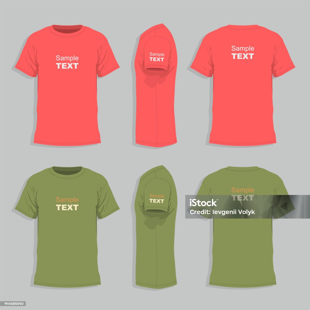 Erkek Tshirt Tasarım Şablonu Stok Vektör Sanatı And Arka Görünüm‘nin Daha