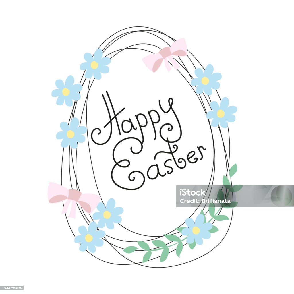 Happy Easter Greeting Card With Flowers And Eggs Elements Composition