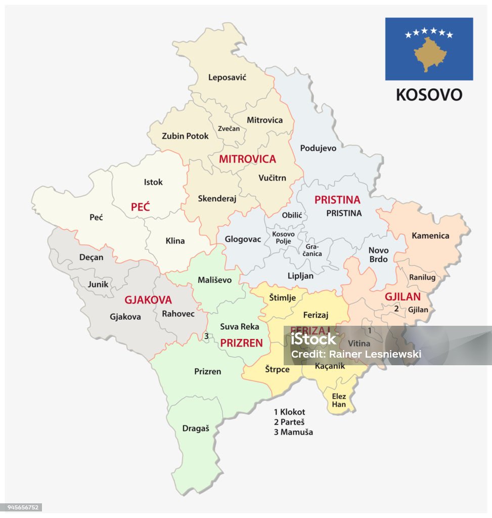 Vetores de Mapa De Administrativo E Político De Kosovo Com Bandeira e ... Vetores de Mapa De Administrativo E Político De Kosovo Com Bandeira e ...