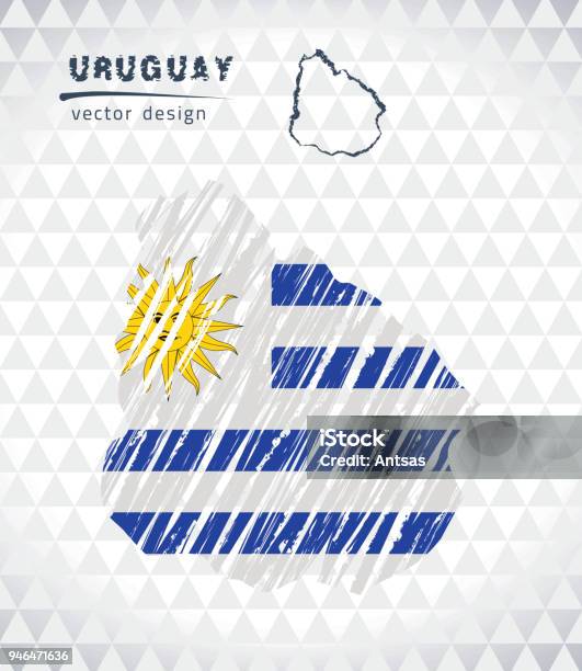Carte De Luruguay Avec Carte De Stylo De Croquis Dessinés À La Main À