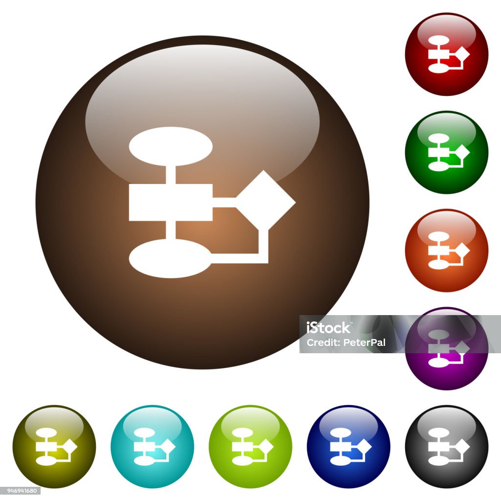 Flowchart Color Glass Buttons Stock Illustration Download Image Now