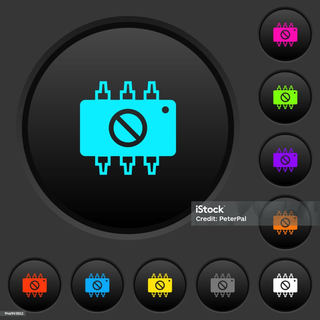 Hardware Disabled Dark Push Buttons With Color Icons Stock Illustration ... Hardware Disabled Dark Push Buttons With Color Icons Stock Illustration ...