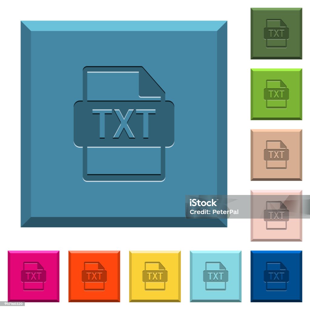 Txt 檔案格式在邊方形按鈕上刻上圖示向量圖形及更多ascii圖片 Ascii 圖示 字母表 Istock