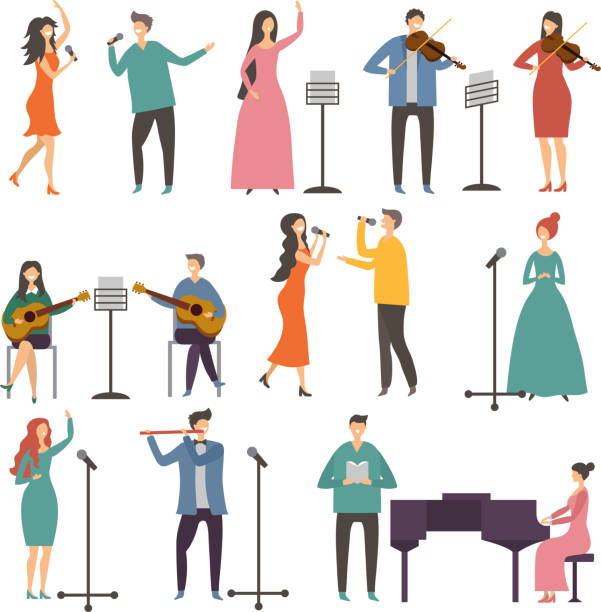 50 Karaoke Duets Male Female Stock Illustrations Royalty Free Vector