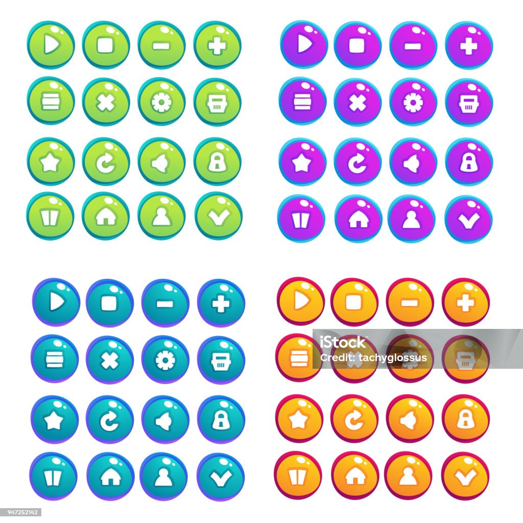 Mobile Jeu Ui Vector Collection Dicônes Et Les Boutons Style Cartoon