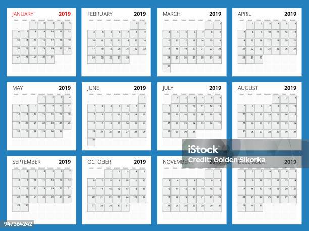 2019 년 일정 도우미입니다 사진 기호 및 텍스트에 대 한 장소를 가진 벡터 편지지 디자인 인쇄 템플릿 10월에 대한 스톡