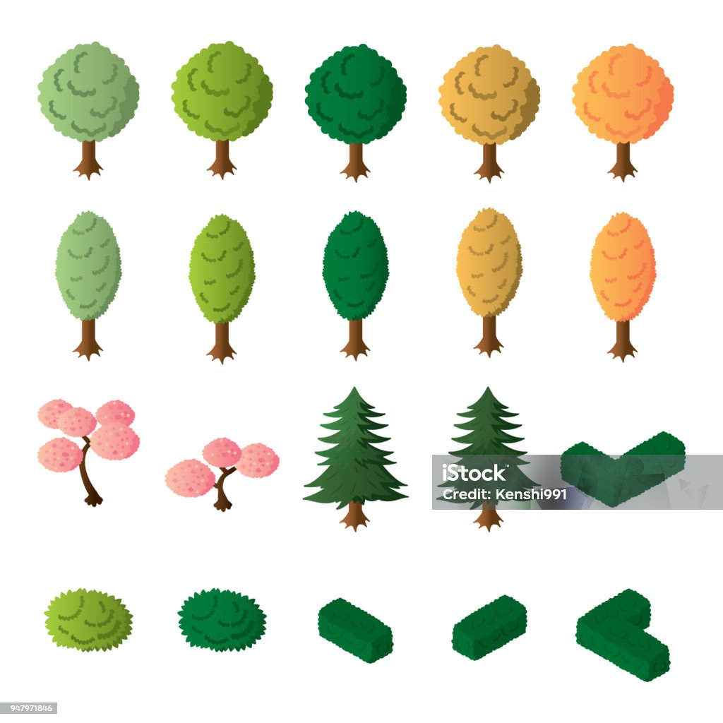 Isometric Trees And Bushes Vector Set Isometric Trees Icon Set Stock ... Isometric Trees And Bushes Vector Set Isometric Trees Icon Set Stock ...