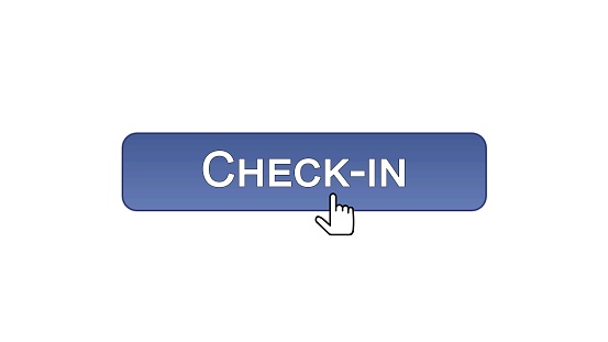 Checkin Web Interface Button Clicked With Mouse Cursor Violet Color