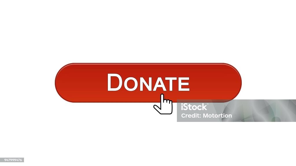 Donate Web Interface Button Clicked With Mouse Cursor Wine Red Color