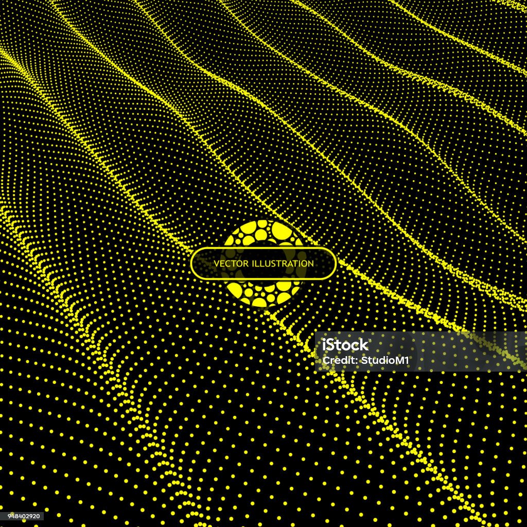 Array With Dynamic Particles Flowing Particle Waves Wavy Grid