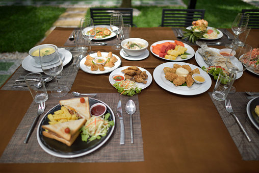 Delicious Food Set Mixed Full On The Table In Restaurant Stock Photo ... Delicious Food Set Mixed Full On The Table In Restaurant Stock Photo ...