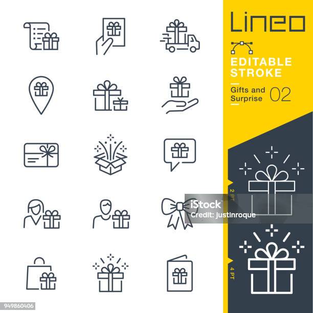 Lineo 편집 가능한 뇌졸중선물과 깜짝 라인 아이콘 아이콘에 대한 스톡 벡터 아트 및 기타 이미지 아이콘 선물 주기