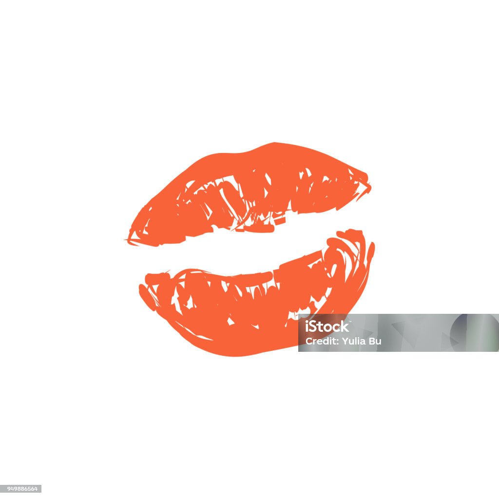 Lipstick Kiss On White Background Stock Illustration Download Image Now Adult Adults Only