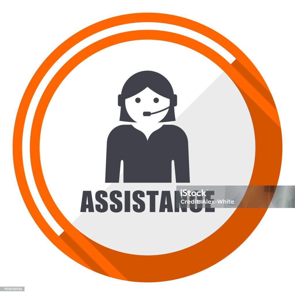 Assistance Flat Design Orange Round Vector Icon In Eps 10 Stock ... Assistance Flat Design Orange Round Vector Icon In Eps 10 Stock ...