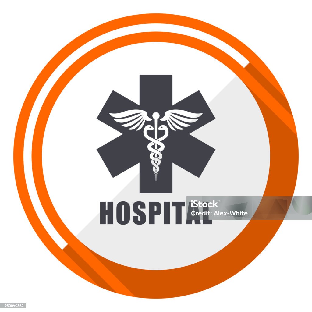 Hospital Flat Design Orange Round Vector Icon In Eps 10 Stock ... Hospital Flat Design Orange Round Vector Icon In Eps 10 Stock ...