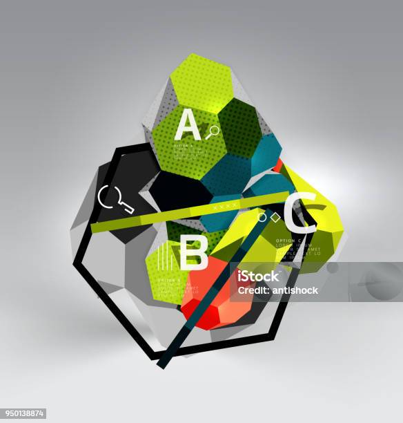 3d 육각형 기하학적 구성 기하학적 디지털 추상 배경 0명에 대한 스톡 벡터 아트 및 기타 이미지 0명 3차원 형태 개념