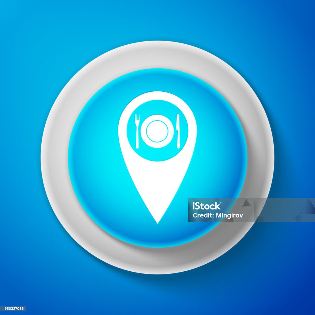 White Map Pointer With Restaurant And Cutlery Dish Fork Knife Icon ... White Map Pointer With Restaurant And Cutlery Dish Fork Knife Icon ...