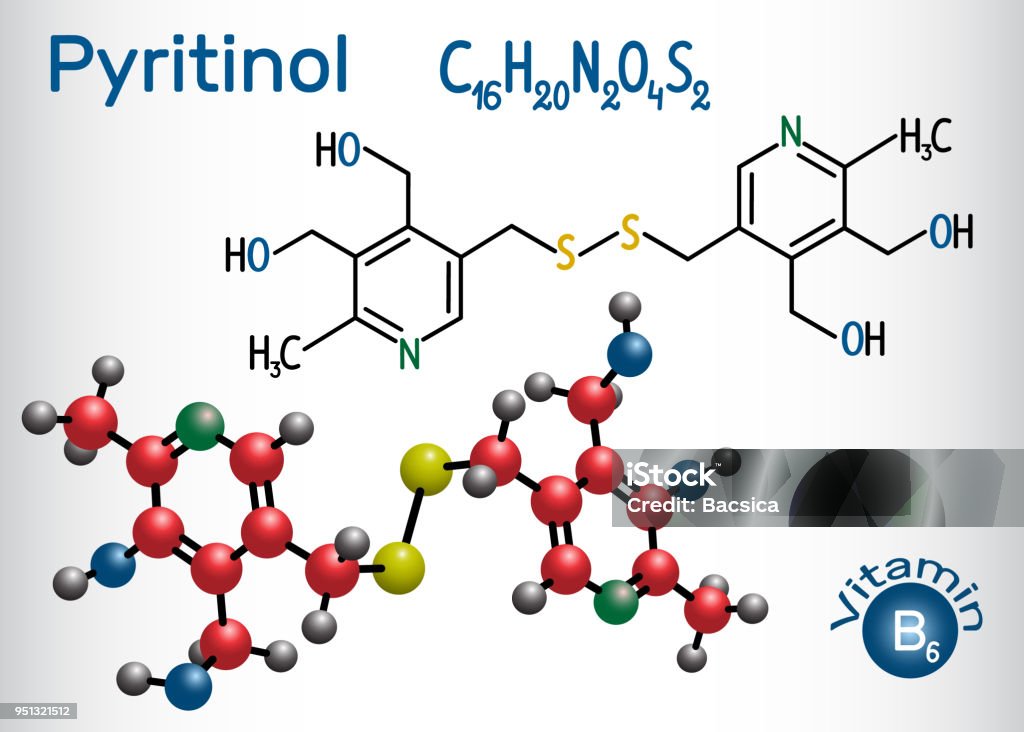 Molekul Pyritinol Adalah Vitamin B6 Formula Kimia Struktural Dan Model