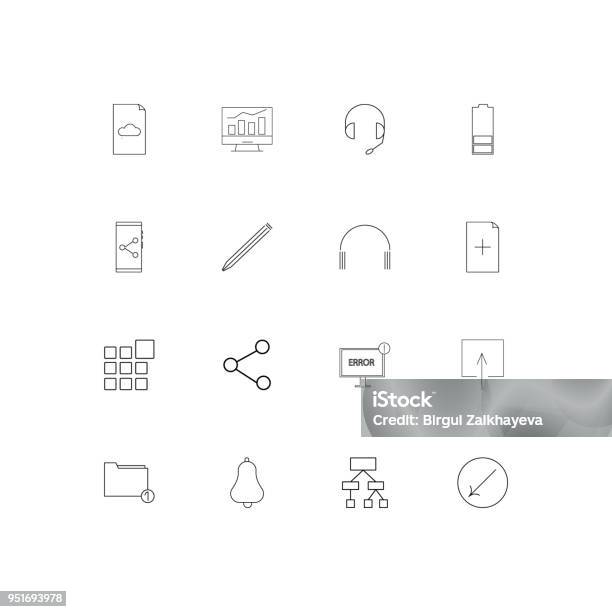 Web 應用程式簡單的線性圖示設置分級顯示的向量圖示向量圖形及更多低圖片 低 咪高峰 圖 Istock