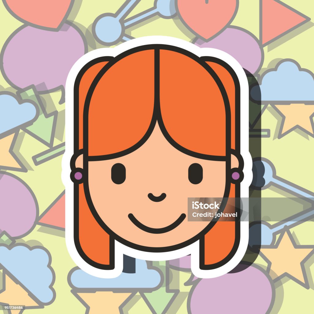 Happy Girl Face On Social Media Background Stock Illustration
