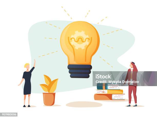 Ilustrasi Vektor Datar Pertemuan Bisnis Dan Curah Gagasan Konsep Bisnis