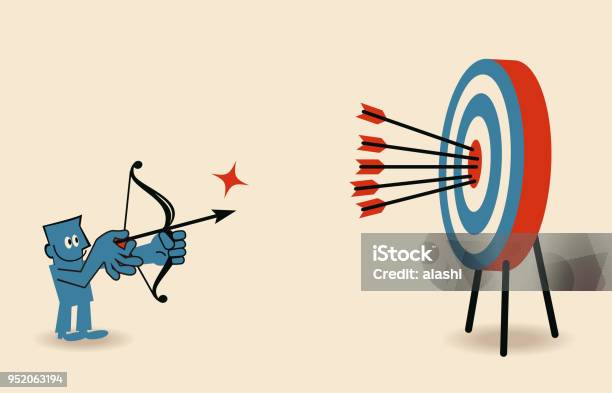 Tersenyum Pengusaha Menembak Di Bullseye Of Target Banyak Panah Memukul ... Tersenyum Pengusaha Menembak Di Bullseye Of Target Banyak Panah Memukul ...