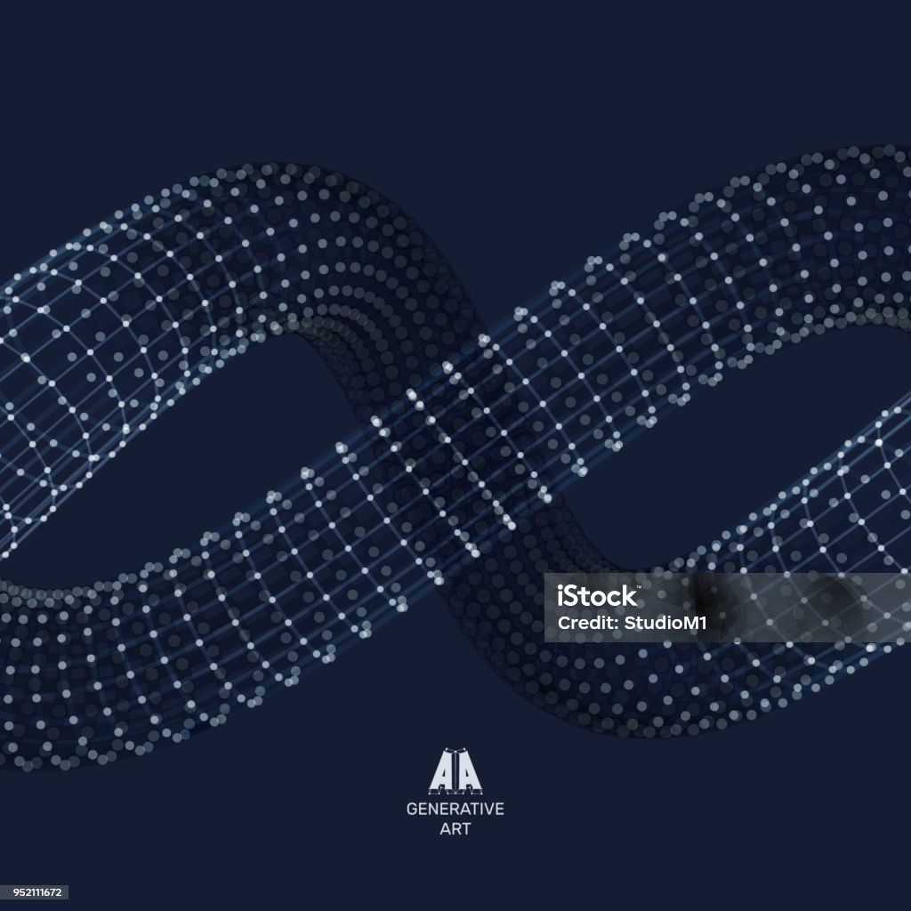 Spiral 3d Vector Illustration Wireframe Connection Structure Abstract