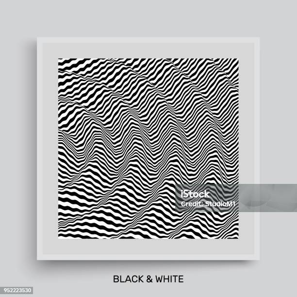 3d 물결 모양 배경입니다 동적 효과입니다 흑인과 백인 디자인입니다 착시와 패턴입니다 디자인 서식 파일을 커버 벡터