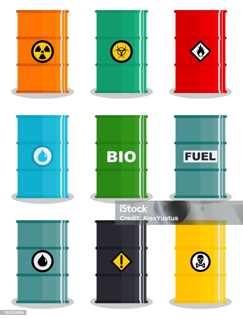 Industriekonzept Reihe Von Verschiedenen Abbildung Silhouetten Barrel ... Industriekonzept Reihe Von Verschiedenen Abbildung Silhouetten Barrel ...