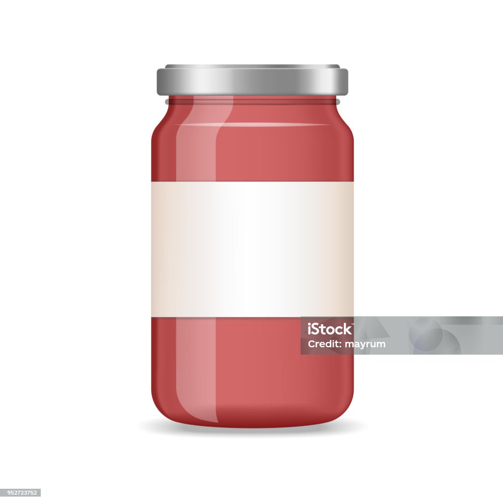 Réaliste Rouge Pot De Confiture Le Jus Avec La Maquette De Vecteur