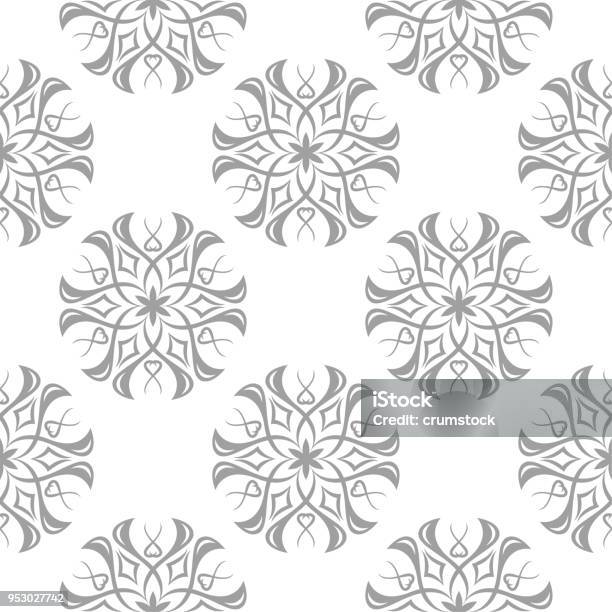 Gray Floral Nahtlose Muster Auf Weißem Hintergrund Stock Vektor Art Und