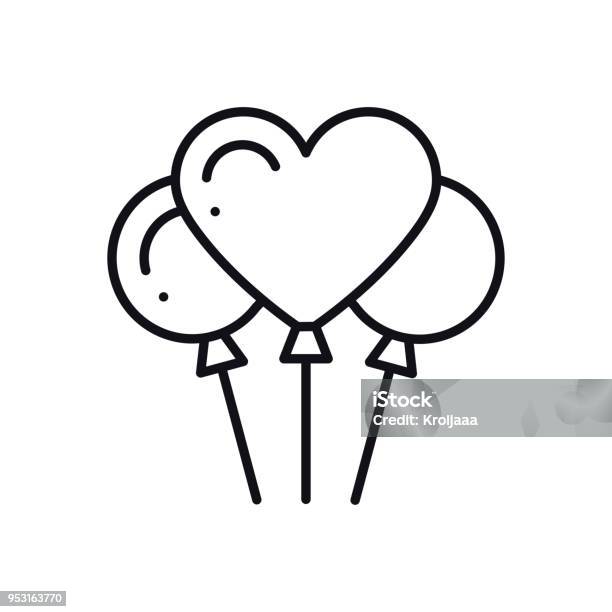 Ballon Ballon Ligne Coeur Icône Dair Signe De Lamour Et Le Symbole