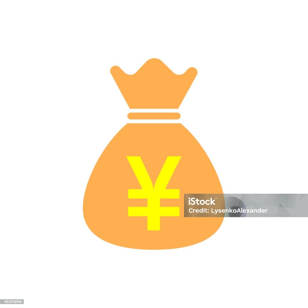 Yen Yuan Sac Argent Monnaie Vector Icon Dans Le Style Plat Yen Pièce