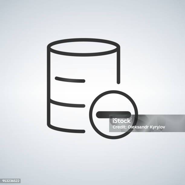 Linear Database Server Isolated Flat Web Mobile Icon With Minus Or Delete Icon Vector