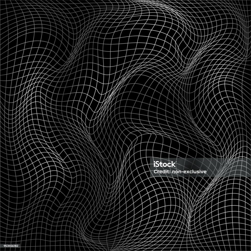 Net の抽象的な変形波状の動きメッシュ構造暗い背景に分離したベクトル図 ます目のベクターアート素材や画像を多数ご用意 ます目 歪曲