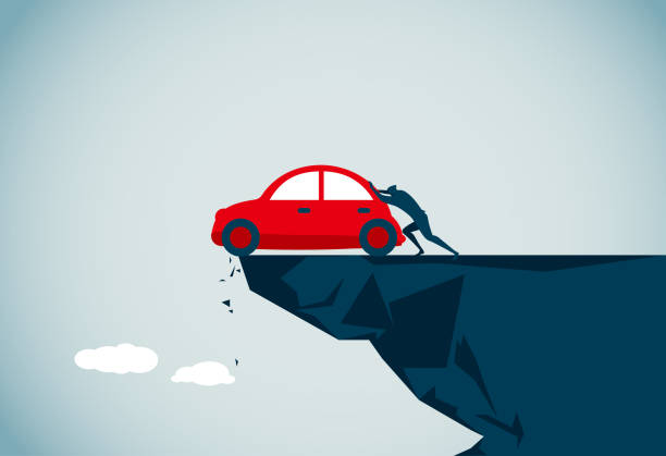 Car Crash Over Cliff Clipart
