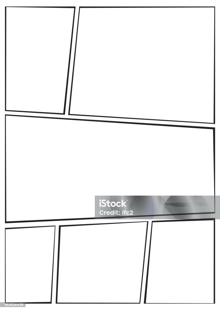 Tata Letak Papan Cerita Manga Stroke Tebal Ilustrasi Stok Unduh