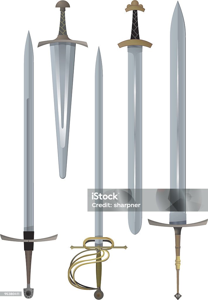 다른 가득했다 Swords 강철에 대한 스톡 벡터 아트 및 기타 이미지 강철 검 과거 Istock