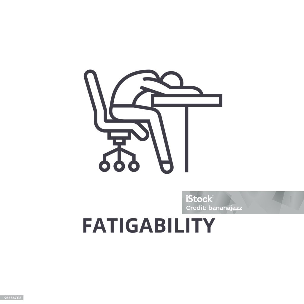 Ikon Garis Tipis Fatigability Tanda Simbol Illustation Konsep Linear