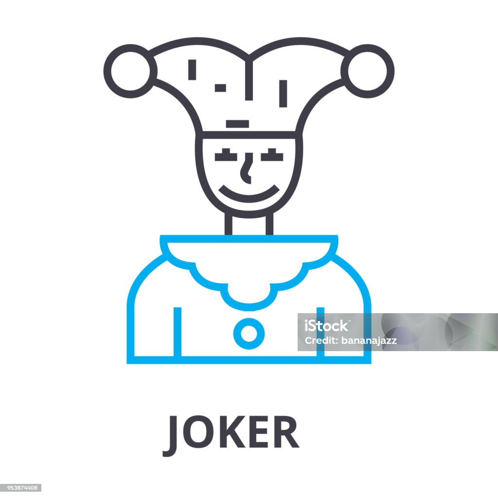 Joker Ikon Garis Tipis Tanda Simbol Illustation Konsep Linear Vektor
