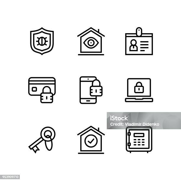 Ikon Vektor Sederhana Keamanan Dan Perlindungan Untuk Paket Desain Web