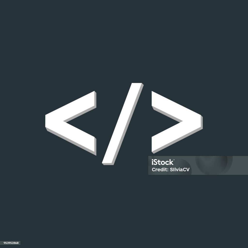 Html 괄호 벡터 아이콘 어두운 Bg Programmation 아이콘 벡터 일러스트 레이 션 단순함에 대한 스톡 벡터 아트 및