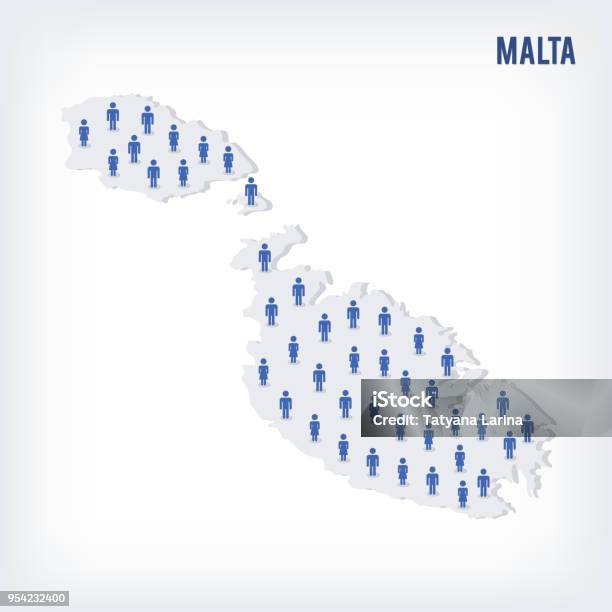 Vector People Map Of Malta The Concept Of Population Stock Illustration