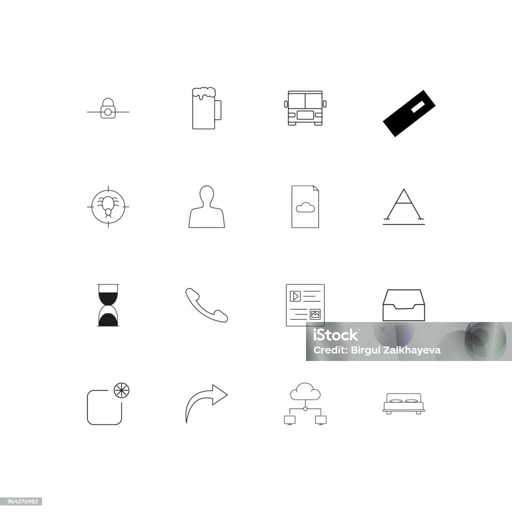 Web 應用程式線性薄圖示設置概述的簡單向量圖示向量圖形及更多圖示圖片 圖示 巴士 技術 Istock