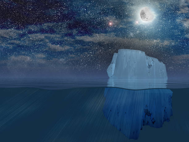 Free picture: Dark blue iceberg on arctic with twilight sky background