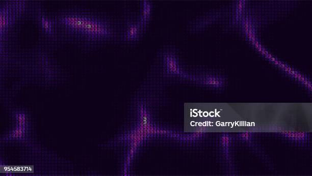 Vector Abstract Big Data Visualization Violet Glowing Data Flow As Binary Numbers Computer Code