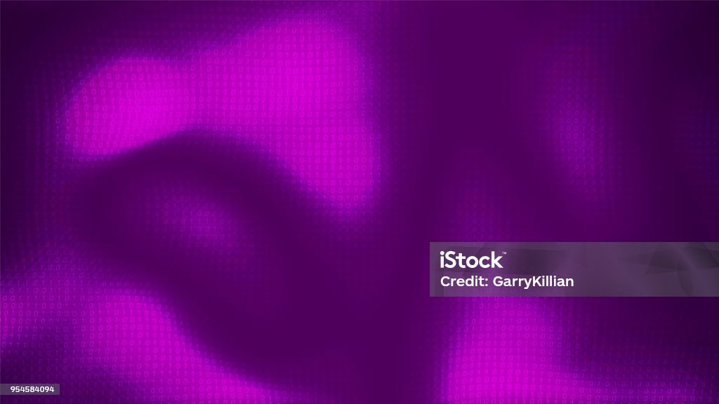 Vector Abstract Big Data Visualization Violet Glowing Data Flow As Binary Numbers Computer Code
