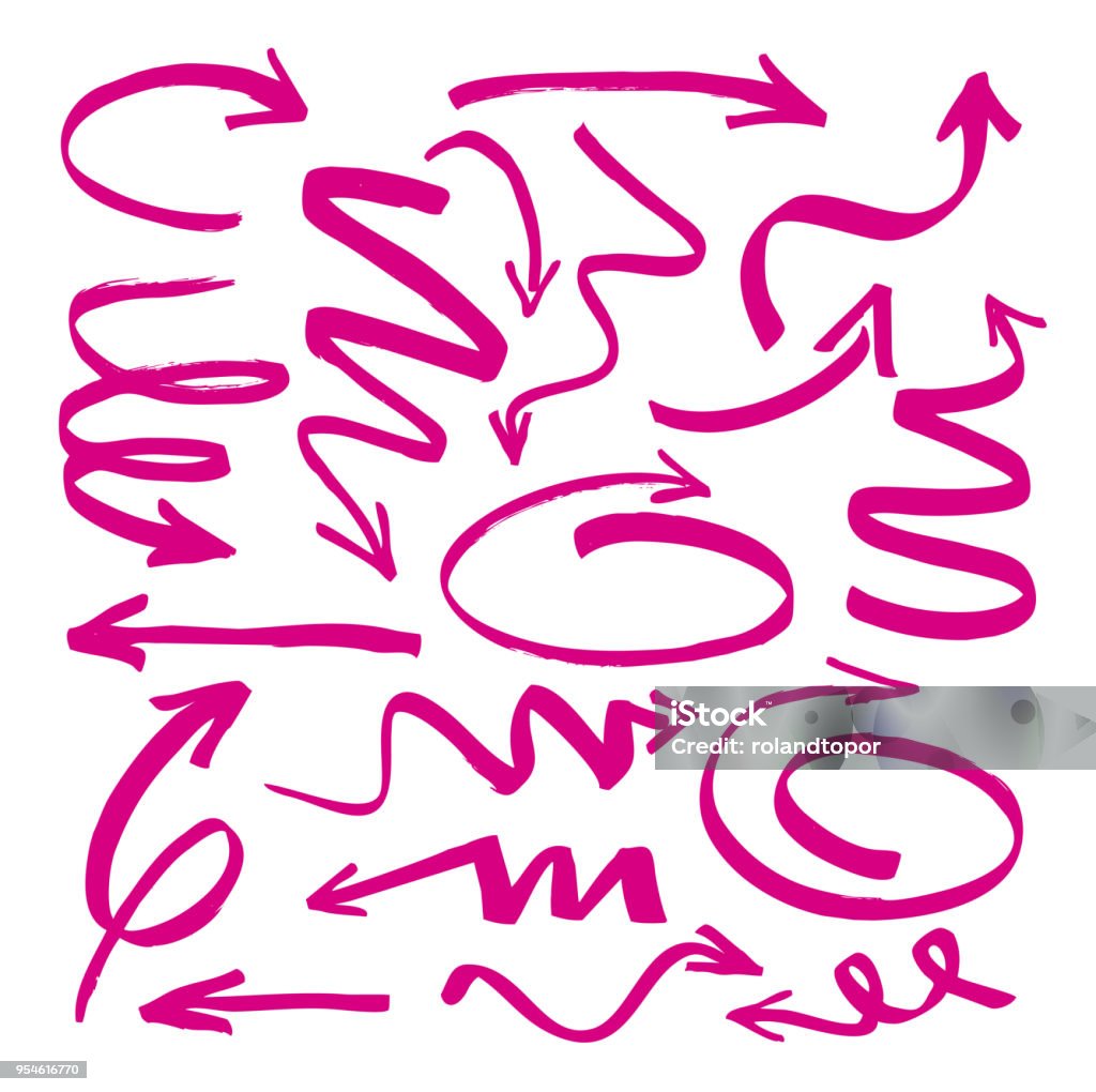 Pink Drawing Arrows On White Background Vector Illustration Stock Illustration Download Image
